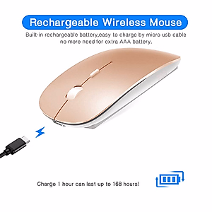 KLO Bluetooth Mouse for MacBook/MacBook air/Pro/iPad, Wireless Mouse for Laptop/Notebook/pc/iPad/Chromebook (BT/B Rose Gold)