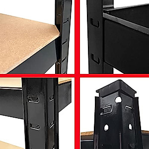 5-Tier Heavy Duty Metal Shelving, 77" x 39" x 20" Racking Storage Unit with Adjustable Shelves, 385LB Capacity Per Shelf, Garage Storage Shelving Units, Boltless Shelving Unit for Free Combination