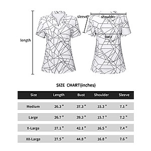 Cucuchy Women's Golf Clothing Golf Shirt UPF50+ Sun Protection Short Sleeve Workout Moisture Wicking Athletic Shirts Polo V Neck Tops Geometry White M