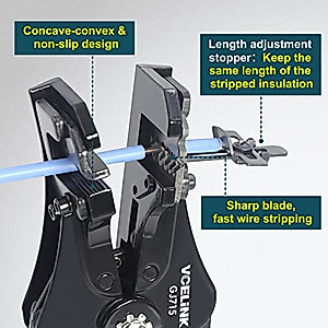 VCELINK Automatic Wire Stripper, Heavy Duty Precision Wire Stripping Tool for 8-18AWG Solid and Stranded Electrical Wire (GJ715)