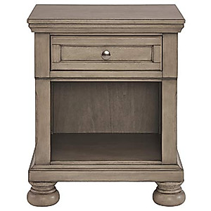 Signature Design by Ashley Lettner Modern Traditional 1 Drawer Nightstand, Light Gray