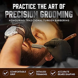 The Cambridge Cutthroat® Cut Throat Razor Kit with Blades & Travel Pouch - Missanda Hardwood & Stainless Steel Professional Barber Shaver Men - Straight Edge Moustache & Beard Shaper