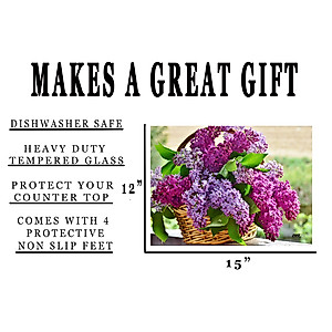 Flower Lavender Lilac Floral Kitchen Glass Cutting Board Decorative Gift For Mom Design