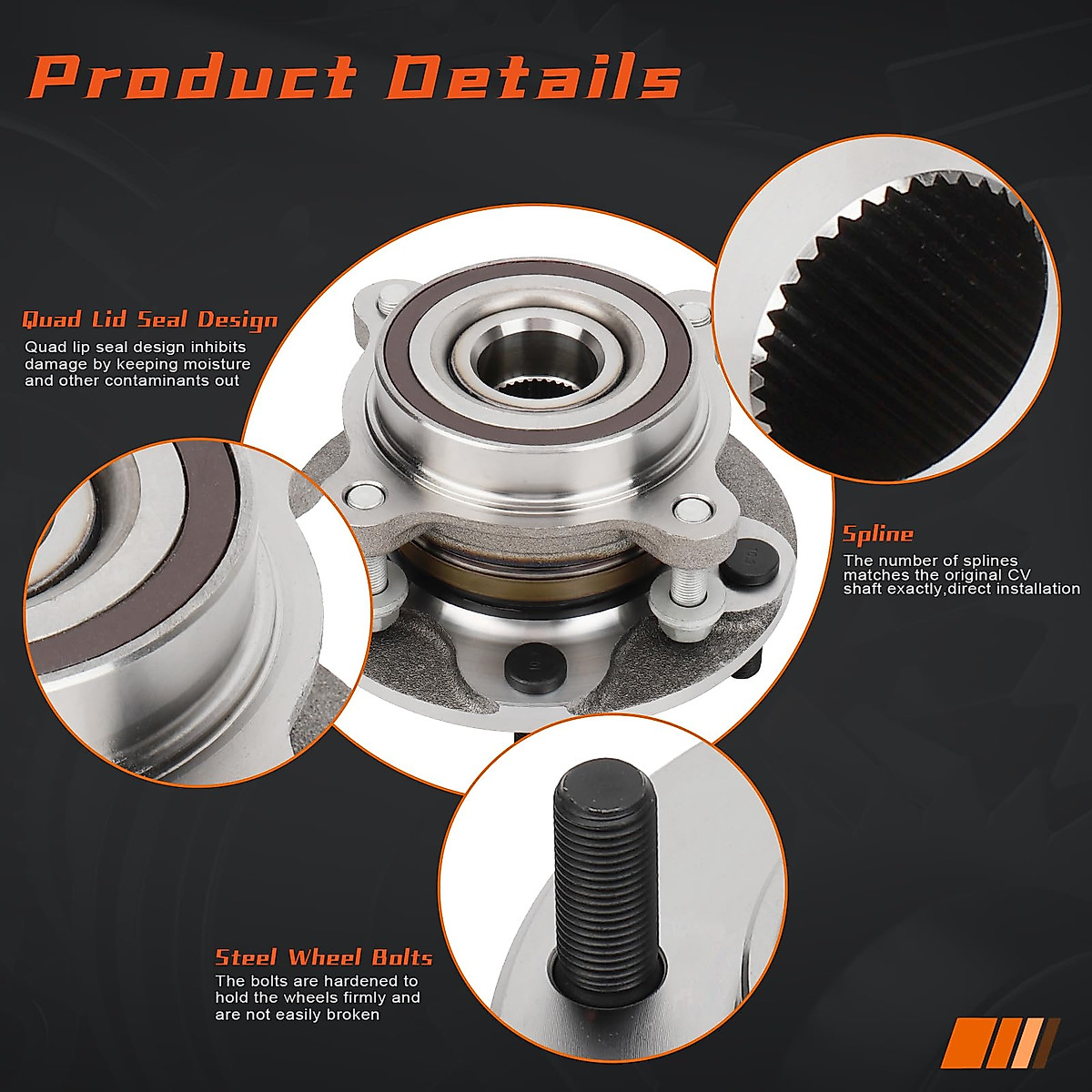 DRIVESTAR 950-002 New Front Left or Right Wheel Hub & Bearing for Toyota Sequoia Tundra 4WD