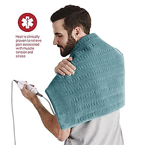 Sunbeam Heating Pad for Back, Neck, and Shoulder Pain Relief with Auto Shut Off, XXL Large 20 x 24", Teal