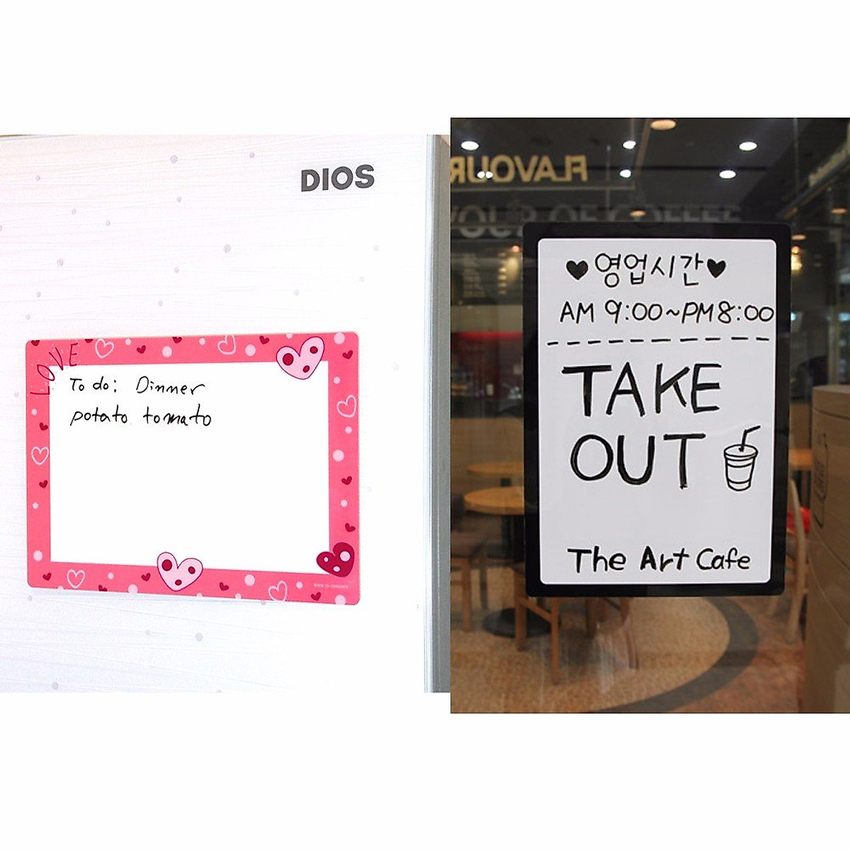 Dry Erase Board Refrigerator Whiteboard Wall Sticker Easy Removable Non Magnetic - Marker Board Sheets Easy Attached & Detached on Glass Without Glue - for Office Restaurant Simple Memo