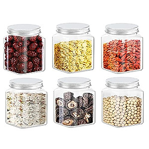 24 Ounce Clear Plastic Jars Storage Containers With Lids For Kitchen & Household Storage Airtight Container 6 PCS