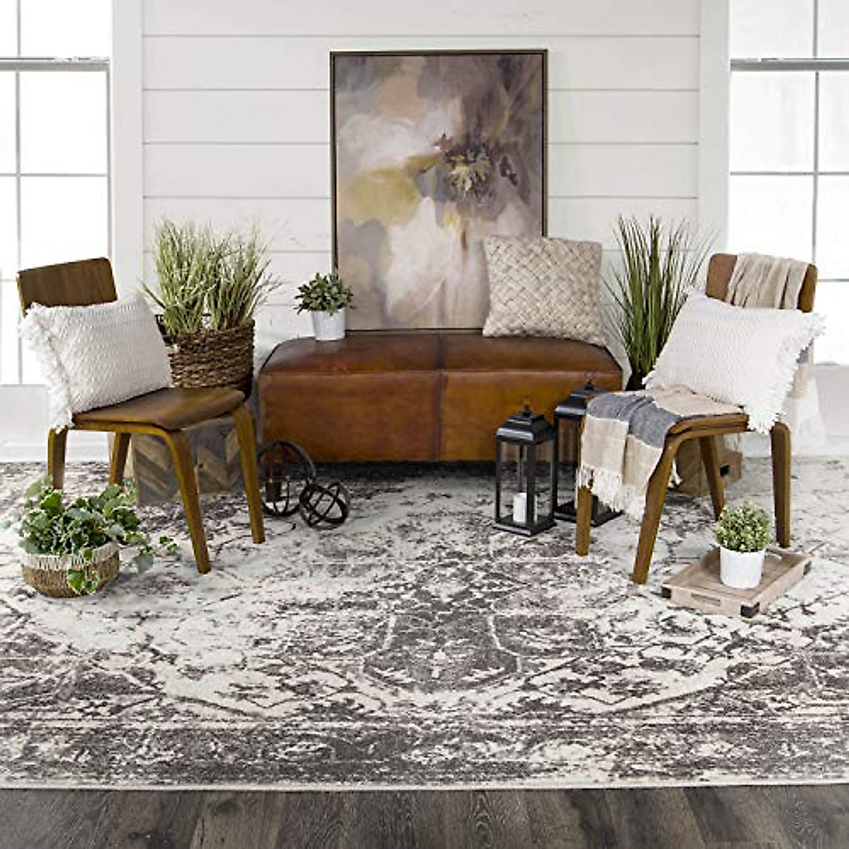 My Texas House Illusions The State House Natural Off White Area Rug, 5'3" x 7'6"