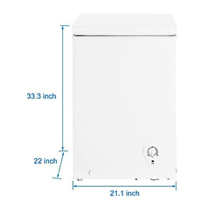 SMETA Deep Freezer Small 4.0 Cubic Feet, Chest Freezer Garage Outdoor Freezers, Freezer Chest Mini Thermostat Control, Compact Freezer for Apartment, Office, Kitchen with Flip-Up Lid, White