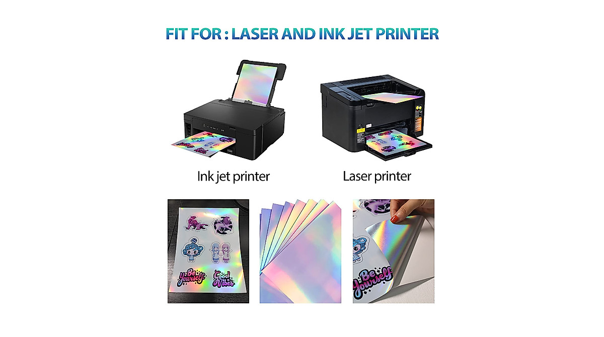 Printable Holographic Sticker Paper for Inkjet & Laser Printers