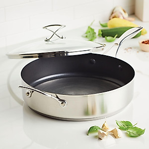 Circulon Stainless Steel Sauté Pan with Lid and SteelShield Hybrid Stainless and Nonstick Technology, 5 Quart
