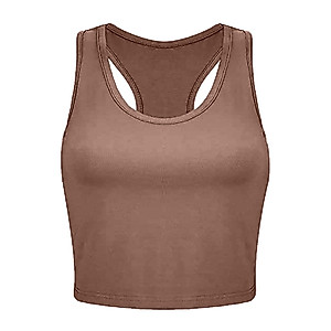 Aniywn Crop Tank Top for Women, 4 Pcs Women Basic Sleeveless Racerback Crop Tanks Summer Sports Yoga Fitness Running Shirt Multicolor