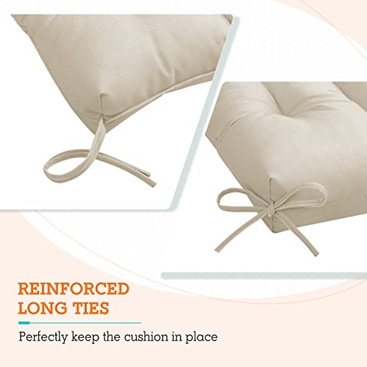 EAGLE PEAK New Tufted Outdoor/Indoor High Back Patio Chair Cushion, Set of 2, 44'' x 22'', Beige