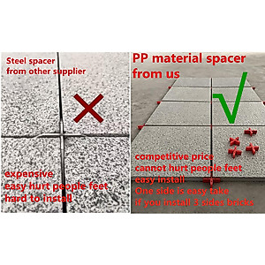 Outdoor Brick leveling Spacers DIY 5/8-Inch Tile Spacers for Slab Spacers 50 pieces/package Red Brick install Leveling Tool Joint Crosses Building Products Material 15mm x 6mm