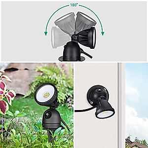 EDISHINE Spotlight Outdoor LED with 3 Lenses (Red Yellow Green), Dusk to Dawn Light Sensor Plug in Landscape Light, 120V 12W LED Spot Light Outdoor with 3 FT Extension Cord, UL Listed