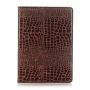 iPad Pro 1st 2nd (12.9'') Case for Women, DMaos Crocodile Synthetic Leather Stand Folio Smart Cover, Auto Sleep/Wake, Document Card Holder - Brown