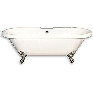 Cambridge Plumbing Acrylic Double Ended Clawfoot Bathtub 70" X 30" with No Faucet Drillings and Oil Rubbed Bronze Feet