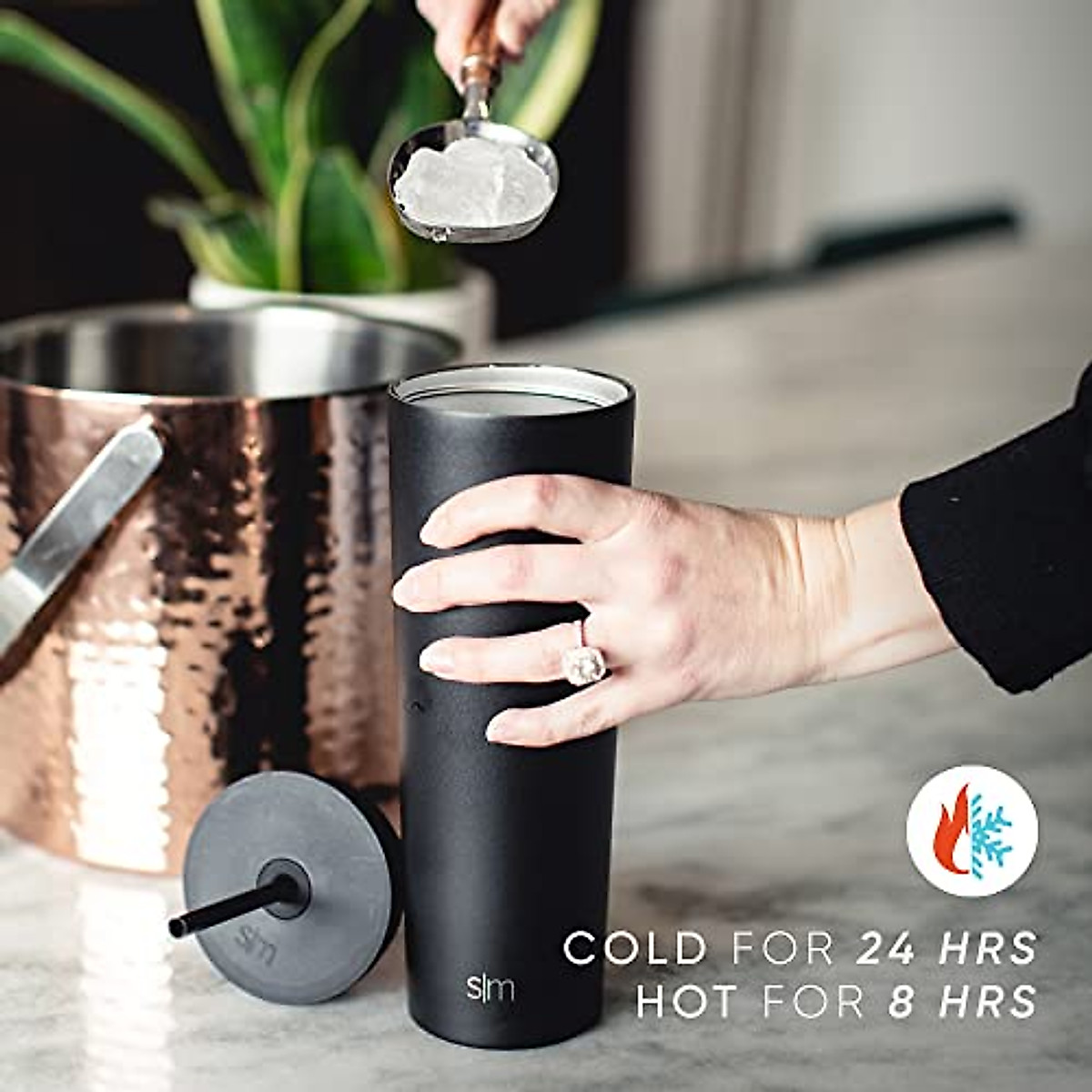 Simple Modern Insulated Tumbler with Lid and Straw | Iced Coffee Cup Reusable Stainless Steel Water Bottle Travel Mug | Gifts for Women Men Her Him | Classic Collection | 24oz | Rose Gold