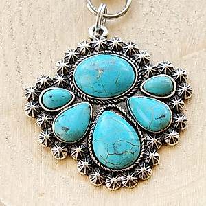 Silver Boho Western Medallion Turquoise Zipper Pull for Backpacks, Cute Purse Charms, Unique Custom Handbag Jewelry, Personalized Zipper Charms, Camera Bag Charms, Cool Key Chain Charm