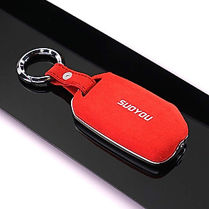 ontto for Kia Key Fob Cover Case Shell Holder Jacket Shell Keyring Keychain Smart Car Key Skin Keyless Red