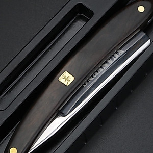 Straight Razor, Wooden Straight Edge Razor for Man Stainless Steel Manual Razor Kit Wood Shaving Razor Vintage Straight Razor for Man, Barber Hairdressing Razor,#01