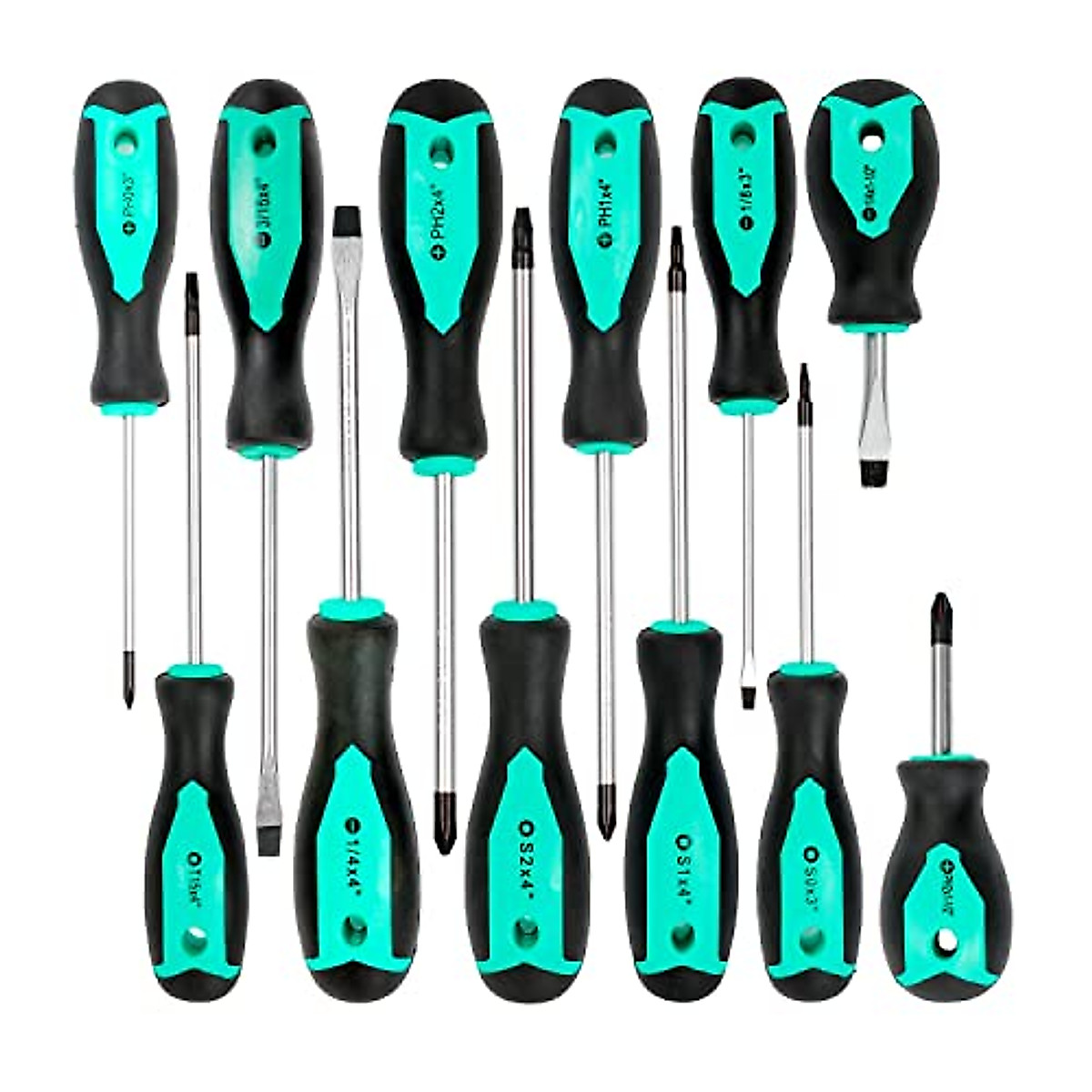 Amazon Basics 12-Piece Magnetic Screwdriver Set, Turquoise