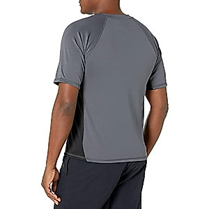 Kanu Surf Men's Standard Short Sleeve UPF 50 Swim Rash Guard Sun Shirt (Regular & Extended Sizes), Charcoal/Black, X-Large
