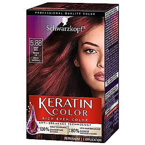 Schwarzkopf Keratin Color Permanent Hair Color Cream, 5.88 Deep Red, 1 Kit