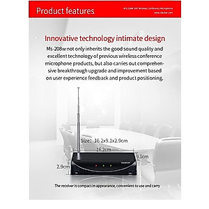 Takstar MS-208W VHF Wireless/Wired Professional Conference Microphone System, Gooseneck Table Desktop Cardioid Condenser Microphone for Meeting, Church, Live Presentation, Speech