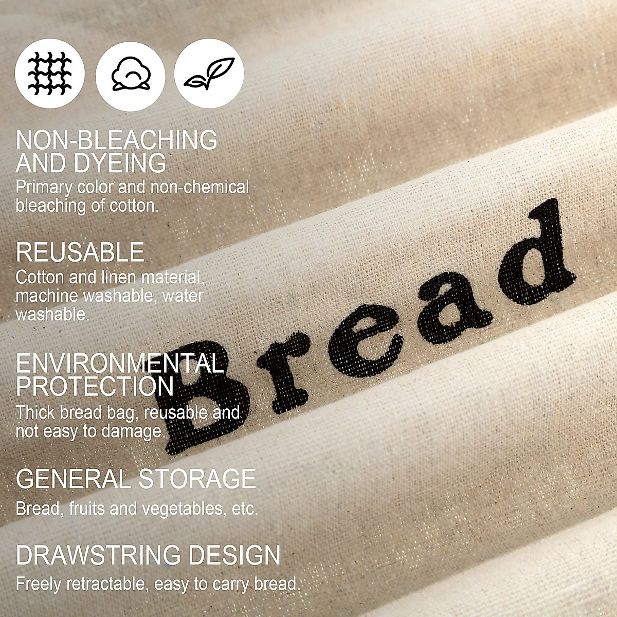 6 Pcs Linen Bread Bags Reusable Bread Bags for Homemade Bread Large Drawstring Artisan Bread Storage Bags Loaves Pastries Bags Homemade Food Storage Wedding Gift for Home Bakery, 12 x 15 In, 6 x 26 In