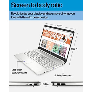 HP 15.6-inch Laptop, AMD Ryzen 7 5700U, 8 GB RAM, 256 GB SSD, HD Micro-Edge Display, Windows 11 Home, Thin & Portable, Long-Lasting Battery, Full-Size Keyboard, Wi-Fi 6 & Bluetooth (15-ef2025nr, 2022)