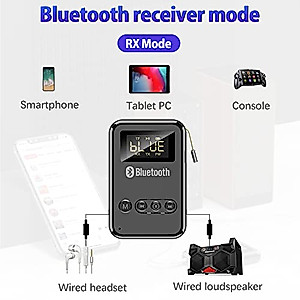 Bluetooth Transmitter Receiver with LCD Screen, Audio V5.0 Bluetooth Adapter for TV to Headphones, 4-in-1 Wireless AUX Adapter for TV/Car/PC/Home Theater/Speakers/MP3 Player