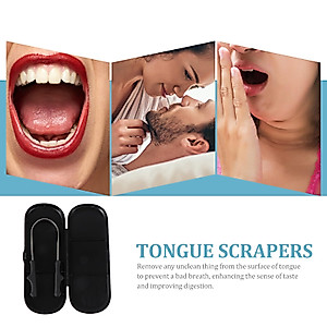 2 Sets Stainless Steel Scraper Medical Grade Reusable Cleaning Tool with Storage Case for Women Adults Kid Men (Black)