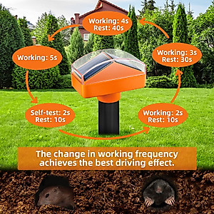 Mole Repellent Solar Powered Snake Repellent Ultrasonic Gopher Repeller Waterproof 2 in 1 Mole Repellent for Lawns with Ultrasonic and Lights Get Rid of Mole Gopher Snake for Yard Lawns (4-Pack)