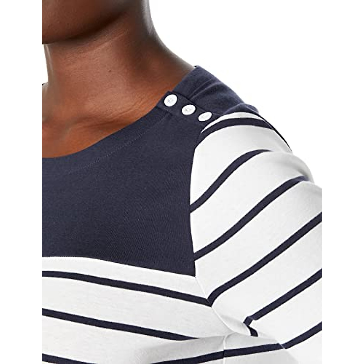 Nautica Women's Boatneck 3/4 Sleeve 100% Cotton Shirt, Indigo, Large