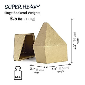 Ambipolar Decorative Gold Cast Iron Bookends, Home Decorative Bookends for Heavy Books, Abstract Bookends for Bookshelves, Office Desk, Living Room Decor