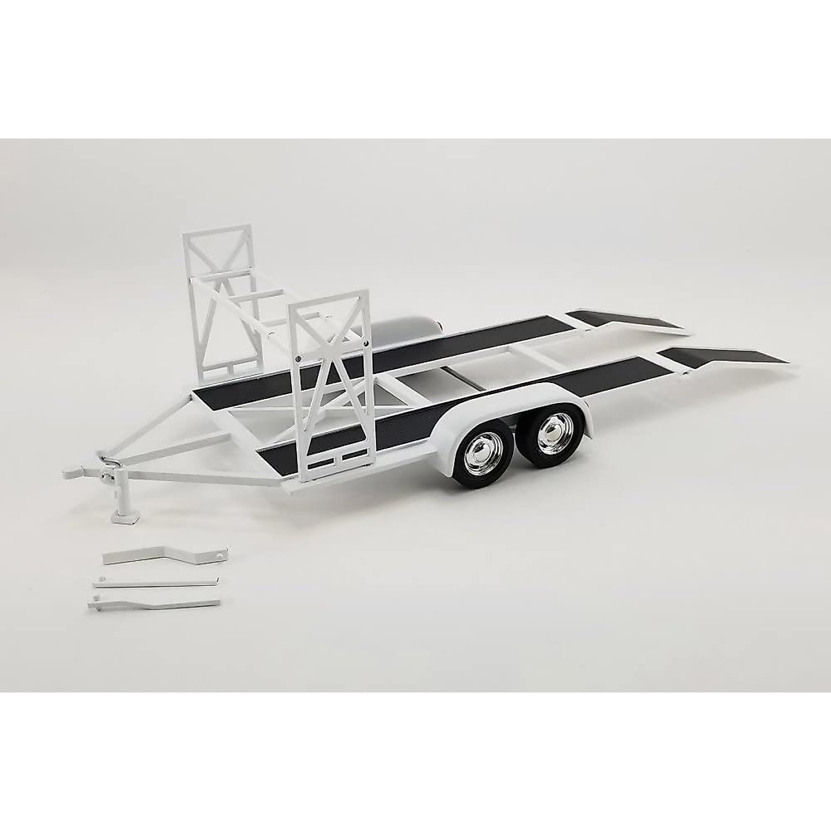 ModelToyCars Tandem Car Trailer with Tire Rack, White - Acme 18984-1/18 Scale Diecast Accessory