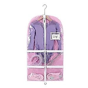 Clear Kids Dance Costume Garment Bag,1 Pack Garment Bags For Hanging Clothes,Garment Bag for Dance Competitions,Garment Bags For Travel Storage,Plastic Dance Costume Recital Storage Bag for Children Girls