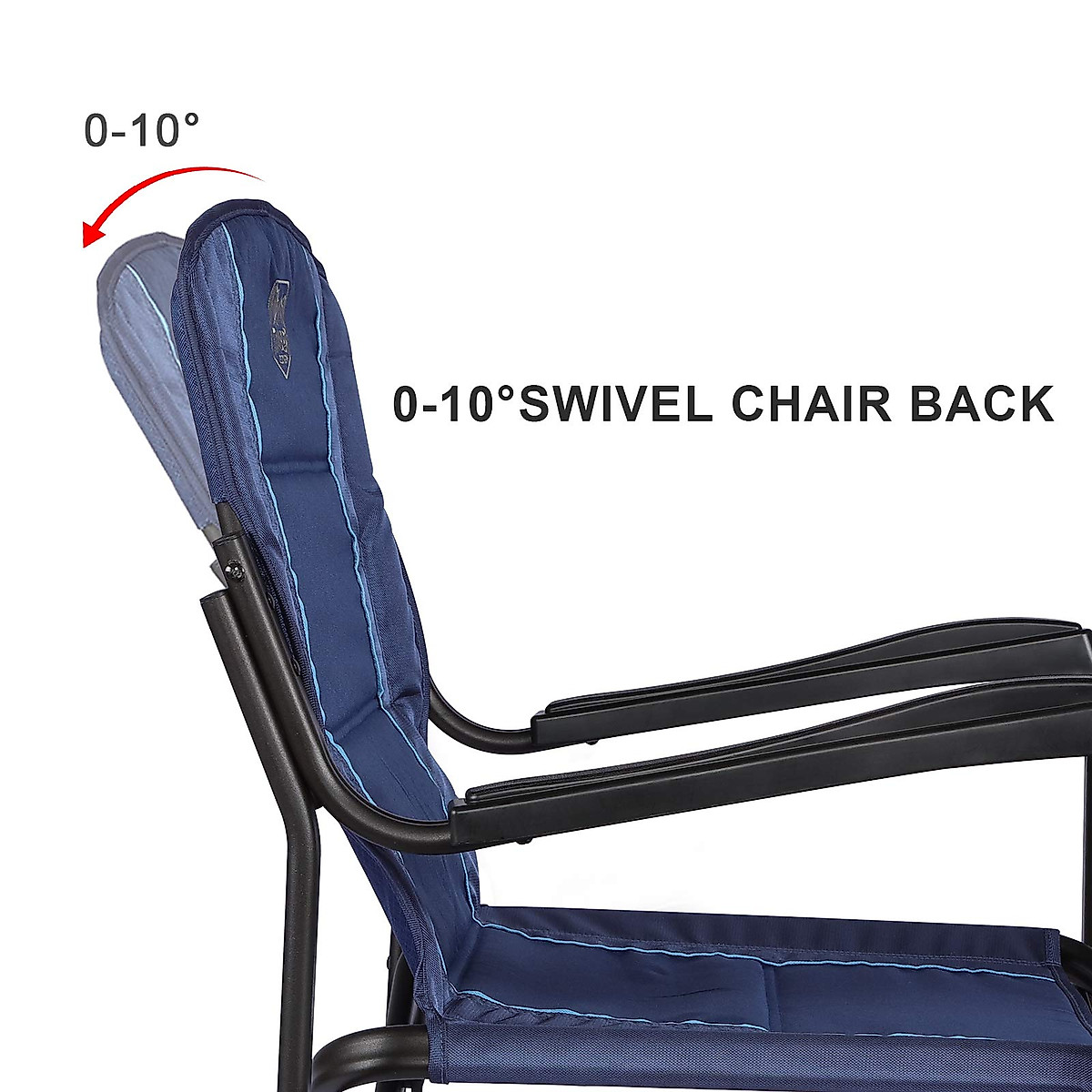 TIMBER RIDGE Lightweight Aluminum Directors Chair with Side Table, Portable Camping Chair with Swivel Back for Camping and Outdoors, Heavy Duty Supports 350 lb