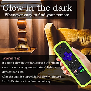 4Pack Silicone Remote Cover for Roku | TCL Hisense Roku Glow in The Dark Remote Case Universal for Roku Express 4K+ 2021 | Roku Streaming Stick+ Remote Controller Sleeve with Lanyards
