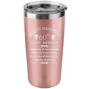 COFOZA 1963 Inspiration 60th Birthday Gift for Man Woman 20 Ounce Double Wall Insulted Rose Gold Stainless Steel Tumbler 60 Years Old Birthday Anniversary Present