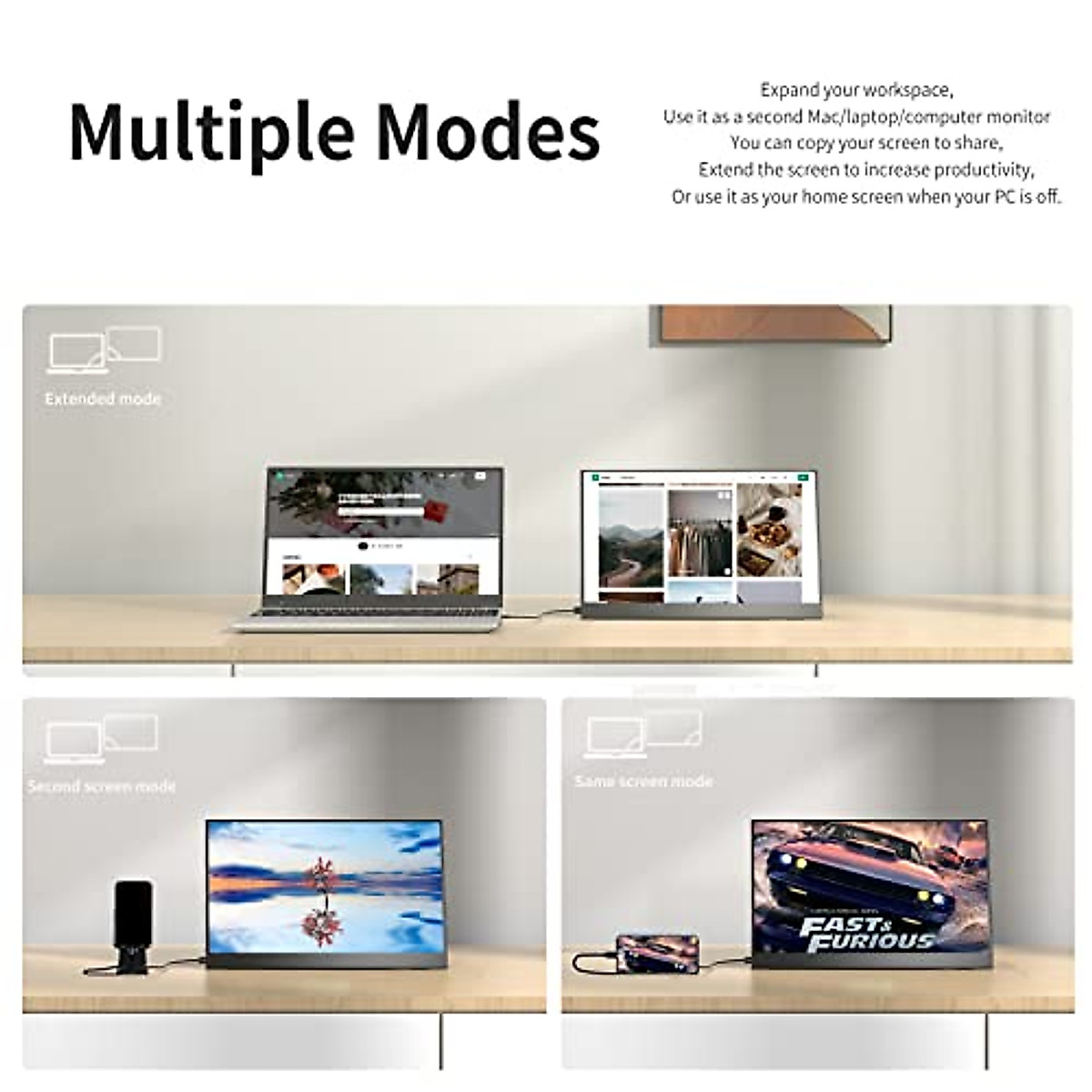 JOHNKANG Portable Monitor 15.6 Inch FHD 1080P USB-C HDMI Second Screen IPS HDR Second External Monitor for Laptop PC Phone Xbox PS4 Switch,Built-in Speaker/Smart Cover Included