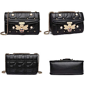 Beatfull Designer Bee Purse Shoulder Bag for Women Pear Crossbody Purse Handbag with Chain Black