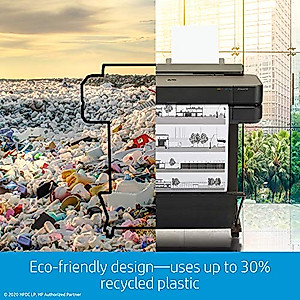 HP DesignJet T650,Color Large Format 24-inch Plotter Printer, Includes 2-Year Warranty Care Pack (5HB08H) ,Black