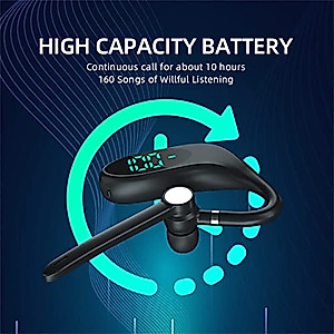 Kmonabie Bluetooth Headset with Microphone, Single Digital Display Wireless Bluetooth Headset 5.0 Wireless Car Driving Earbuds Ipx5 Waterproof Earphone