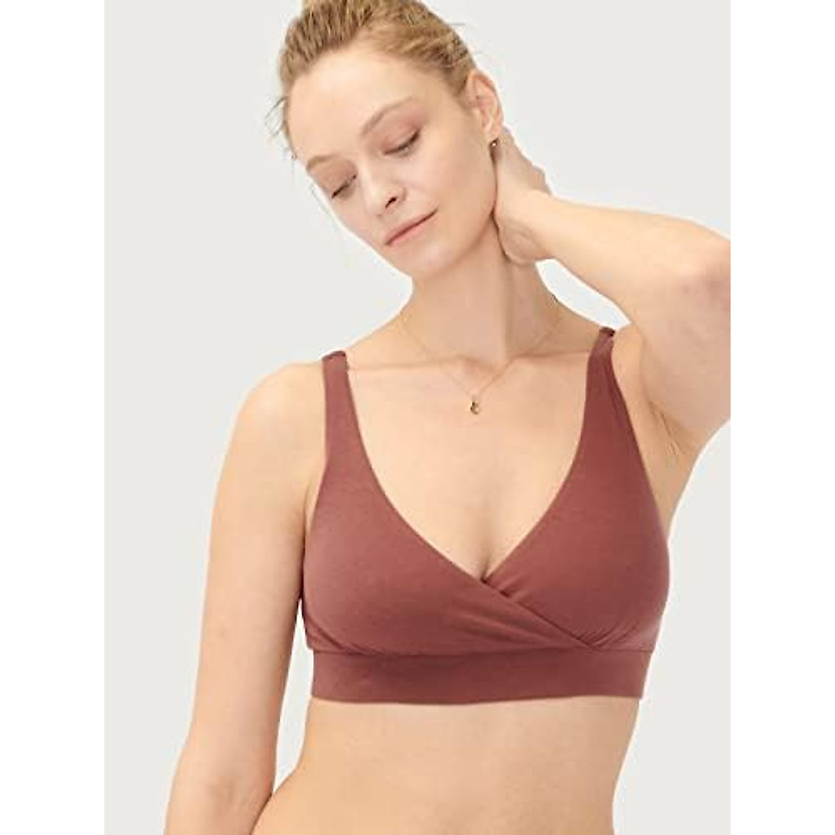 HATCH The Dream Feed and Sleep Bra - Wireless, No Hardware Nursing Bras - Maternity Bra with Crossover Front - Breathable Premium Pima Cotton Nursing Bra - Anise - Medium