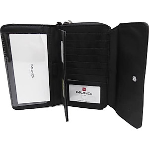 MUNDI Women's Faux Leather MY BIG FAT WALLET Flap RFID Clutch Ladies ib103x (Black)