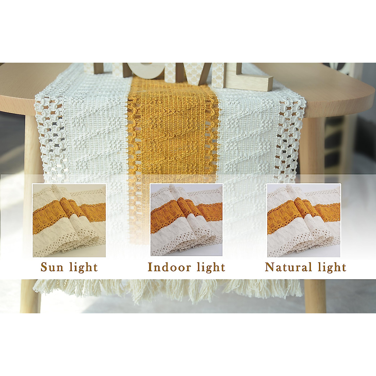 ZJZC Art Garden Style Cotton Hemp Material Table Runner (Mustard Yellow Braided, 12*70inch)