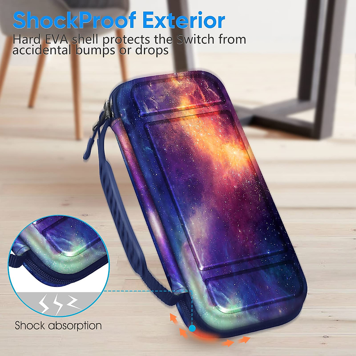 Fintie Carrying Case for Nintendo Switch Lite 2019, [Shockproof] Hard Shell Protective Cover Travel Bag w/15 Game Card & 2 Micro SD Card Slots for Switch Lite Console & Accessories, Galaxy