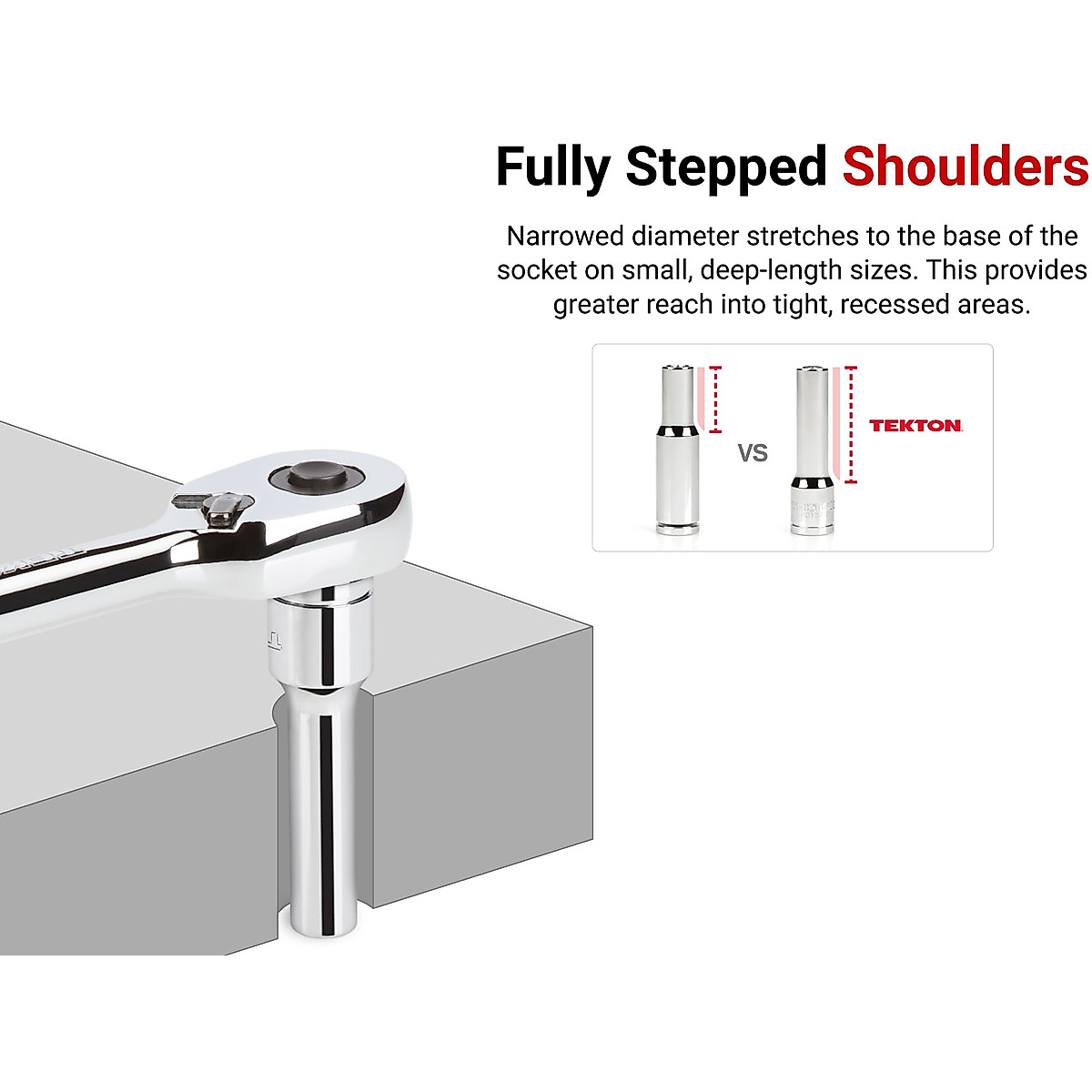 TEKTON 3/8 Inch Drive x 1 Inch Deep 6-Point Socket | SHD13025
